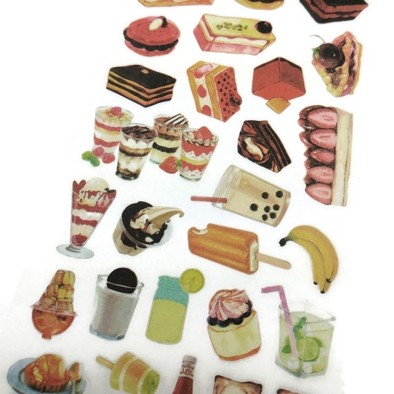 Fun Food Sticker Pack Drink Paper Sticker Sheets Scrapbook | Etsy