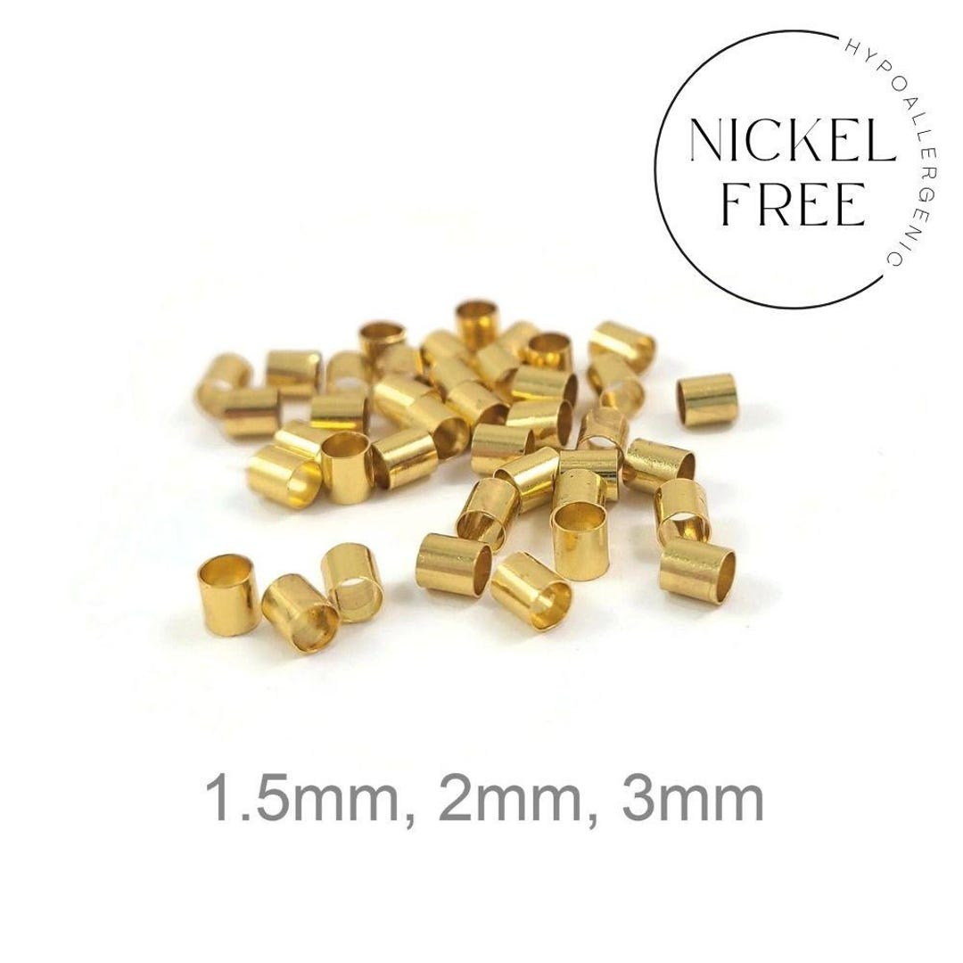 50 Gold Crimp Tube Beads - Nickel, Lead, and Cadmium Free ...