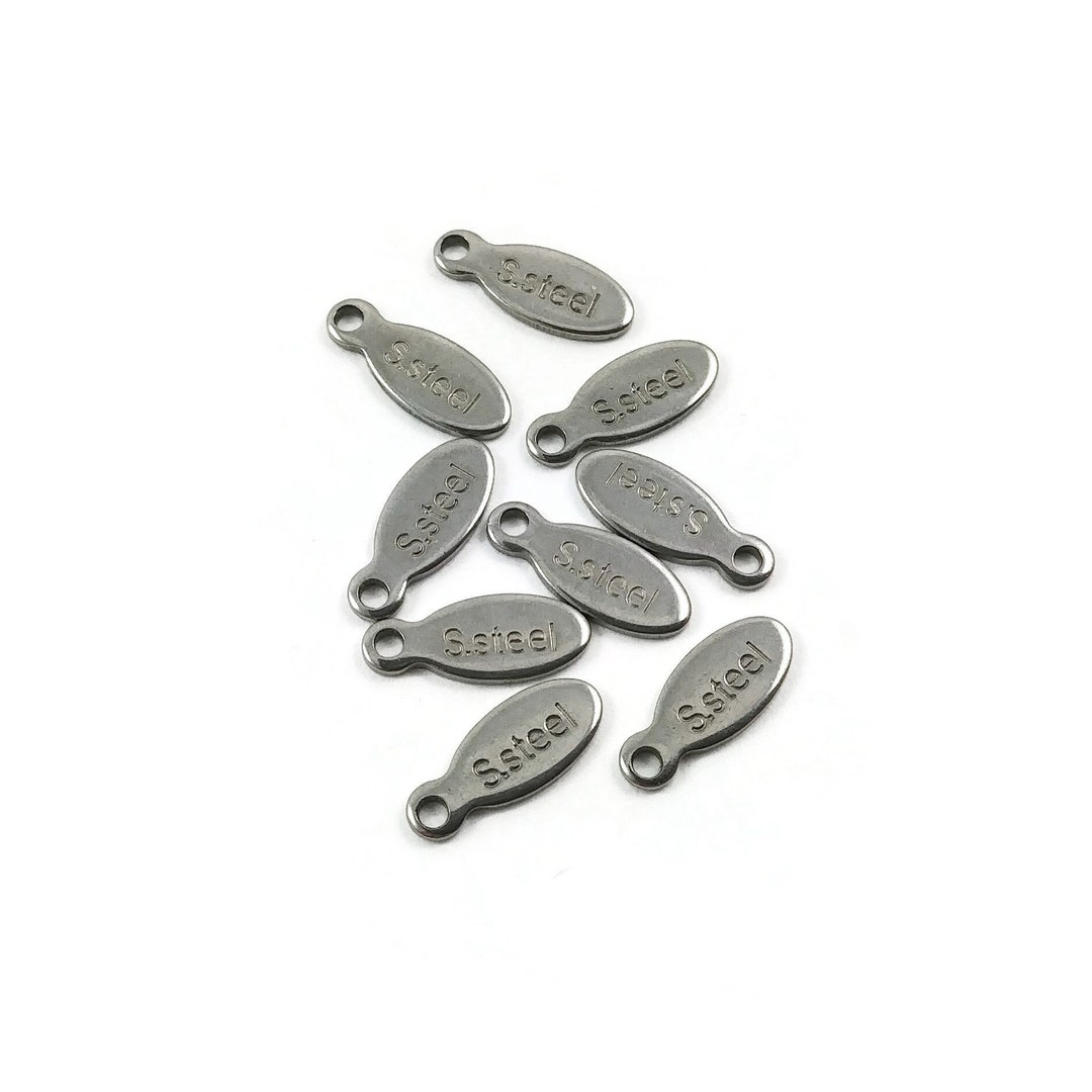 10 Stainless Steel Chain Tabs, Drop, 10mm Metal Jewelry Tags - Etsy