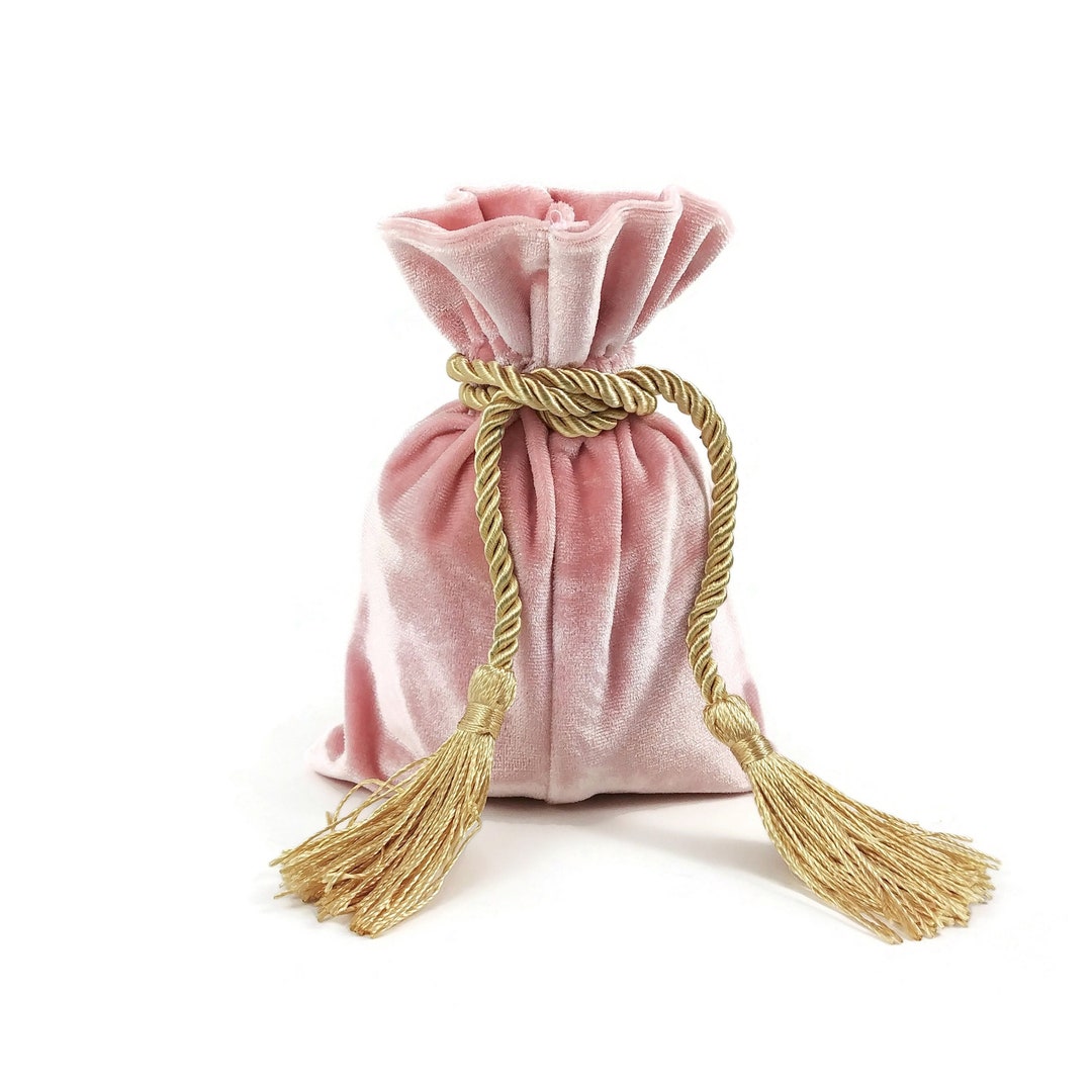 Pink Velvet Pouch Bag With Tassel Rope - Etsy