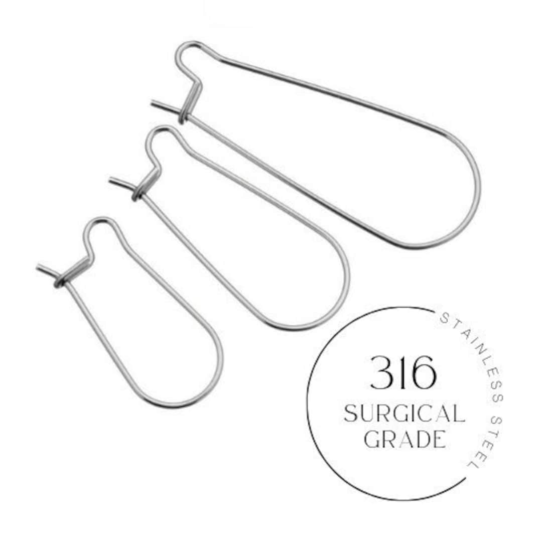 Surgical Stainless Steel Ear Wire, Tarnish Free Kidney Earring Hooks ...
