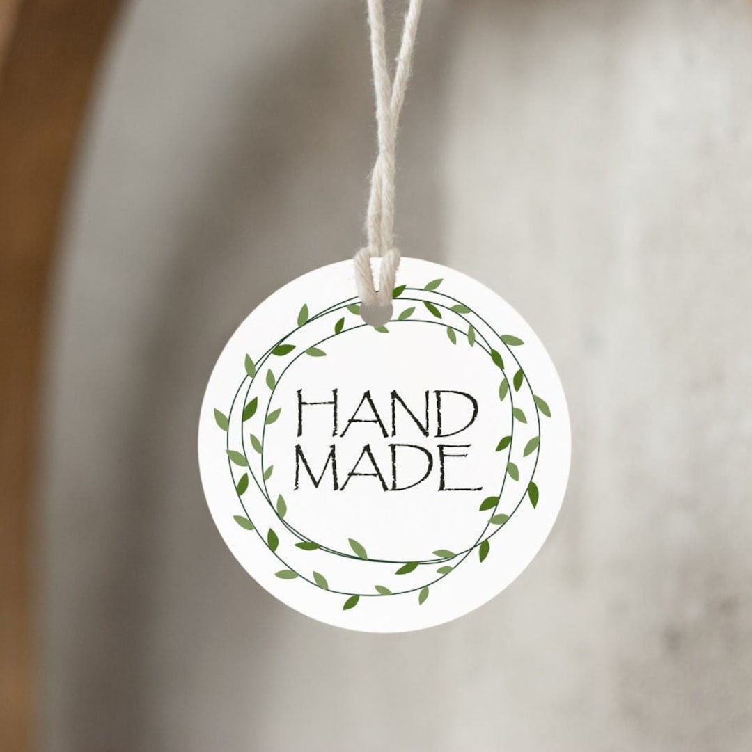 Botanical Handmade Gift Tags, Printable Round Product Labels, Digital ...