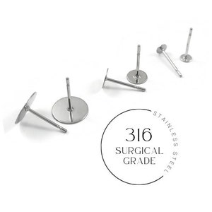 Short Earring Posts, Hypoallergenic 316 Surgical Grade Stainless Steel ...