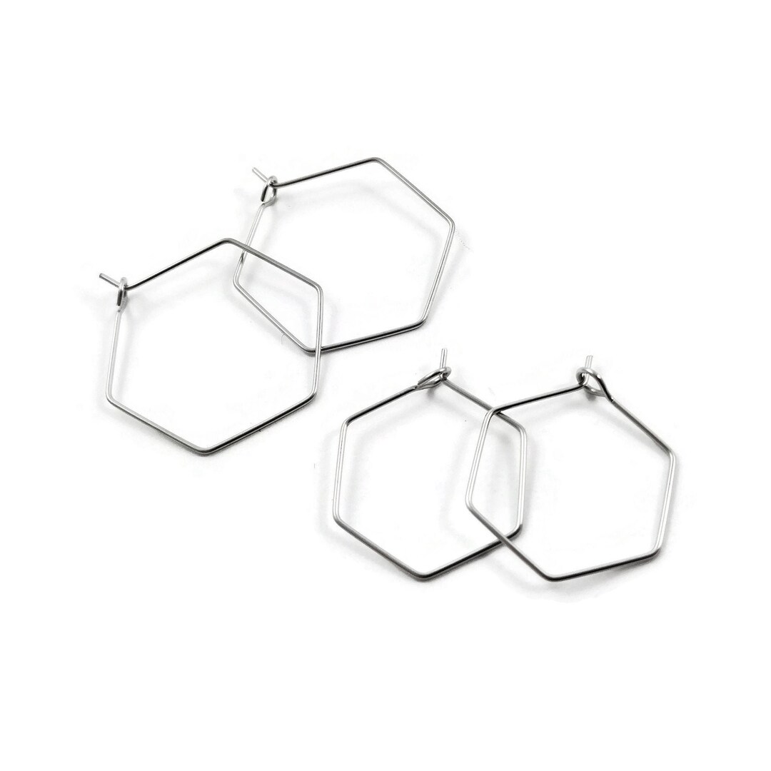 Stainless Steel Hexagon Hoops 10pcs (5 Pairs) - 2 Size Available - Etsy