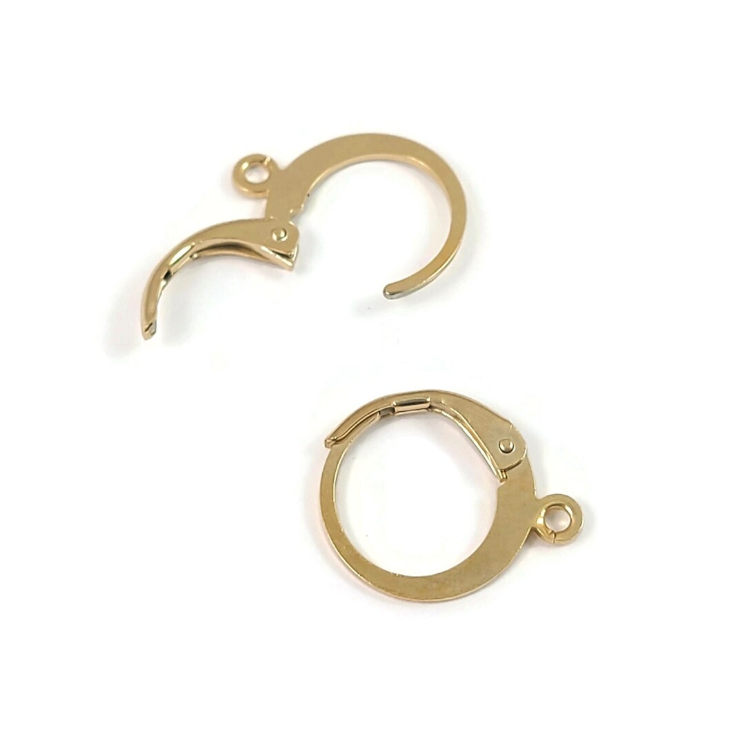 Gold Stainless Round Lever Back Hoop Earring Hooks 10pcs (5 Pairs ...