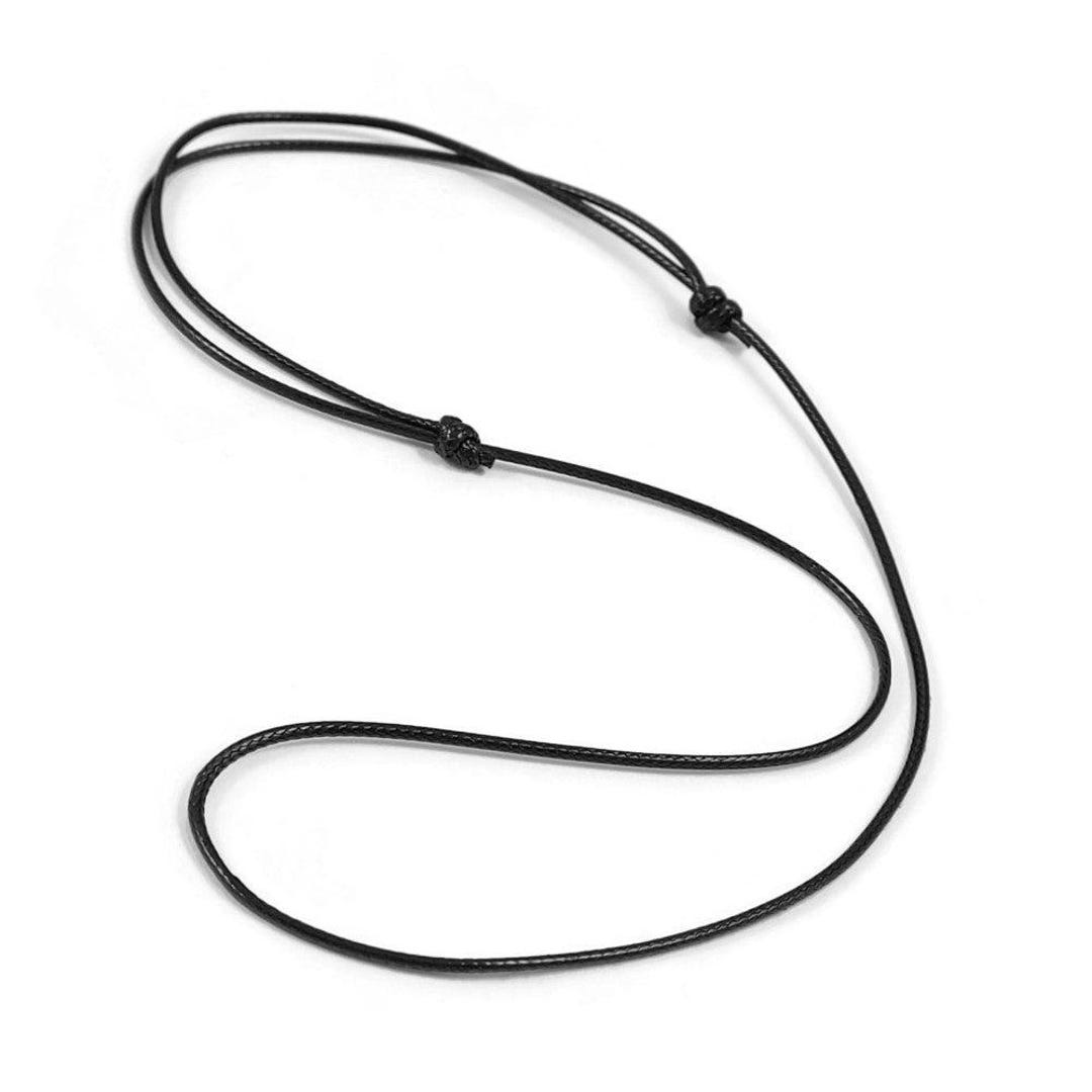 1 Adjustable Cord Necklace, Black Polyester String 1.5mm, Jewelry ...