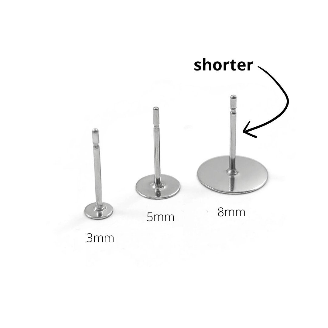 Short Earring Posts, Hypoallergenic 316 Surgical Grade Stainless Steel ...