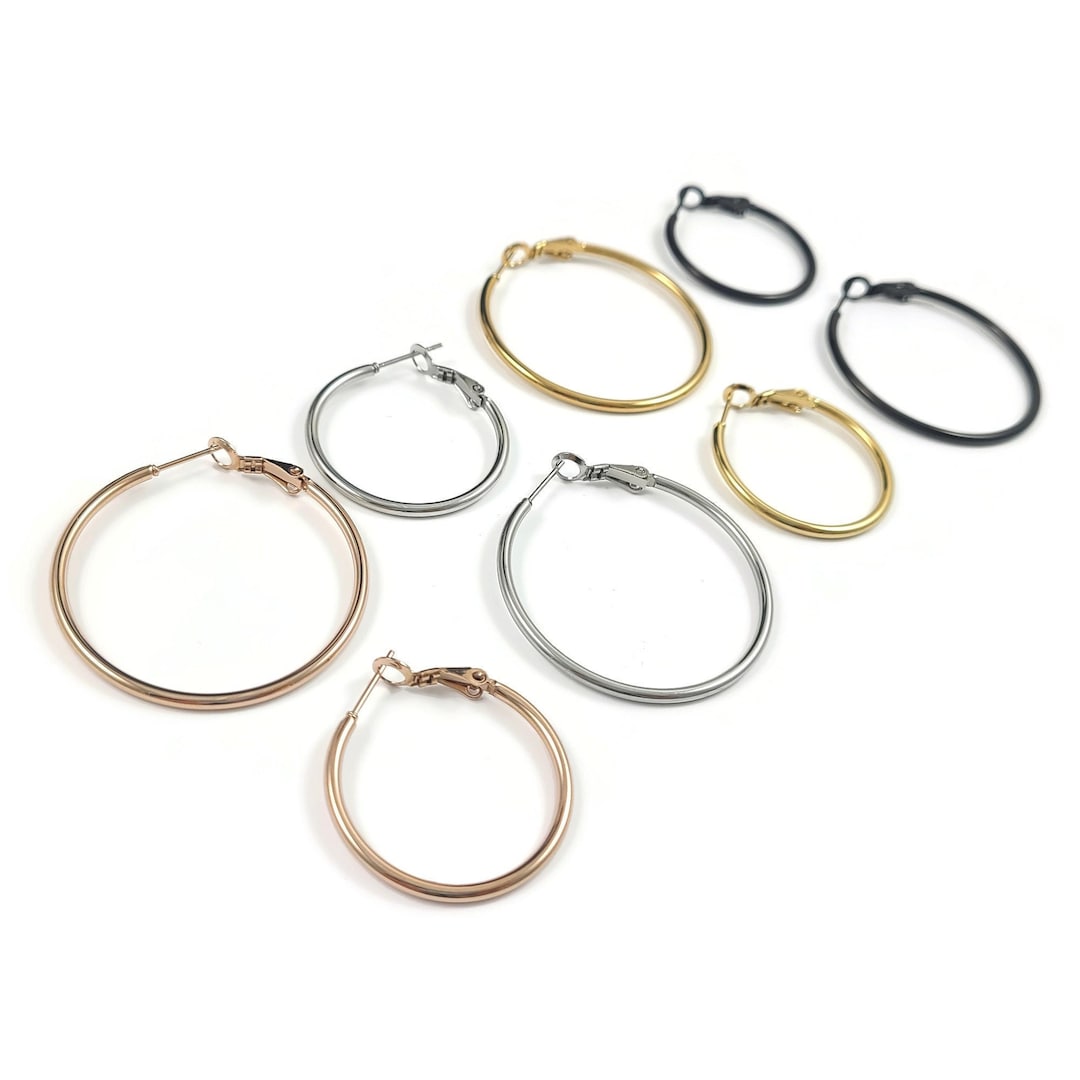 Stainless Steel Hoops - Gold, Silver, Rose Gold, Black - Hypoallergenic ...