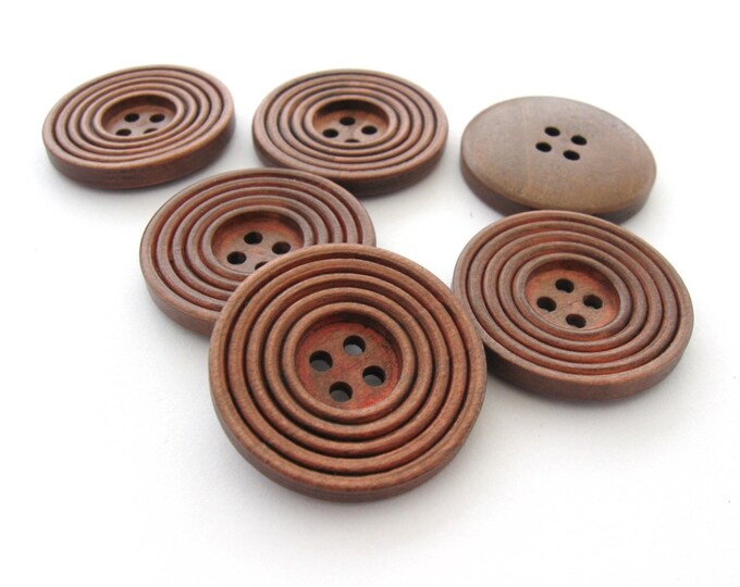 Coffee Brown Wooden Sewing Buttons 30mm Set of 6 Natural - Etsy