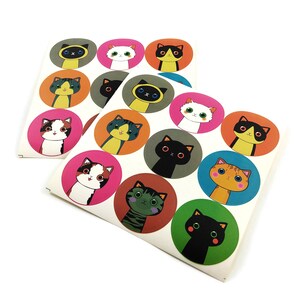 18 Round Stickers Cats - Etsy