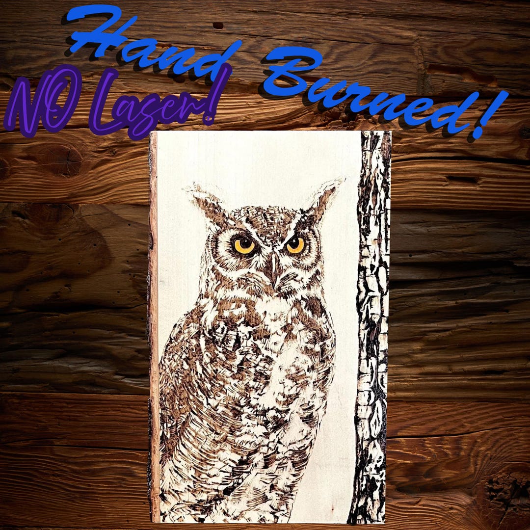 Wood Burned Owl Art: Rustic Pyrography, Bird Lover Gift - Etsy