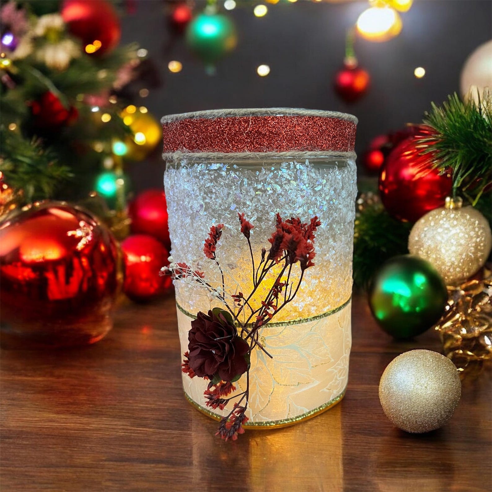 Beautiful Elegant Mason Jar Tea Light Centerpiece Seasonal Home Decor ...
