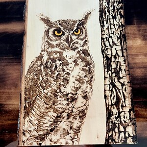 Wood Burned Owl Art: Rustic Pyrography, Bird Lover Gift - Etsy