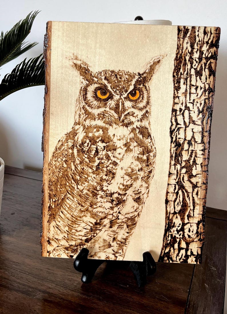 Wood Burned Owl Art: Rustic Pyrography, Bird Lover Gift - Etsy