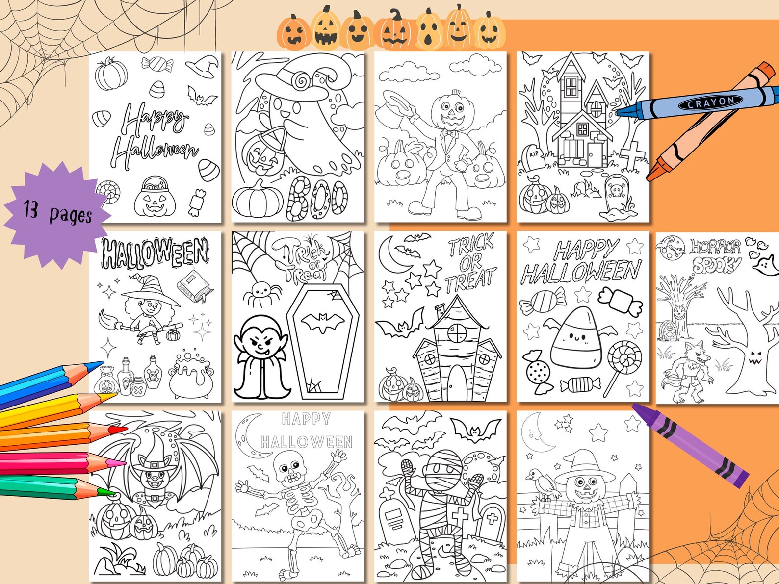 Halloween Coloring Pages, Kids Halloween Coloring Pages, Halloween ...