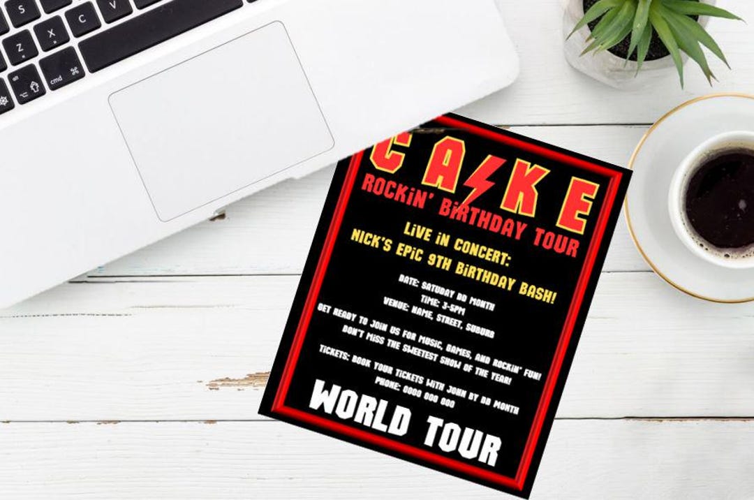 Editable Music Disco Birthday Invitation: Printable Template Rock and ...