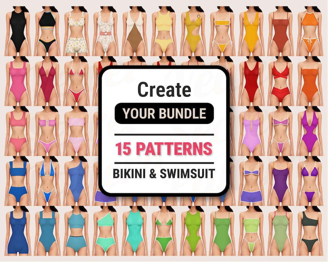 Bikini & Swimsuit Sewing Pattern Bundle: 15 Customizable Designs ...