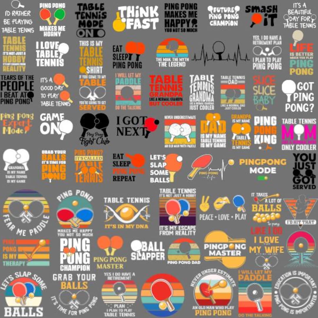 Table Tennis Graphics, Ping Pong Bundle, Digital Bundle, Tennis Shirt ...