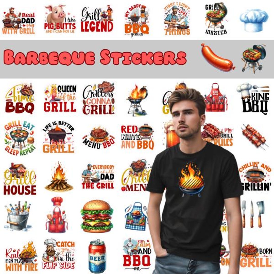 Barbeque Stickers Bundle, Grill Graphics, BBQ Sublimation, Grilling ...