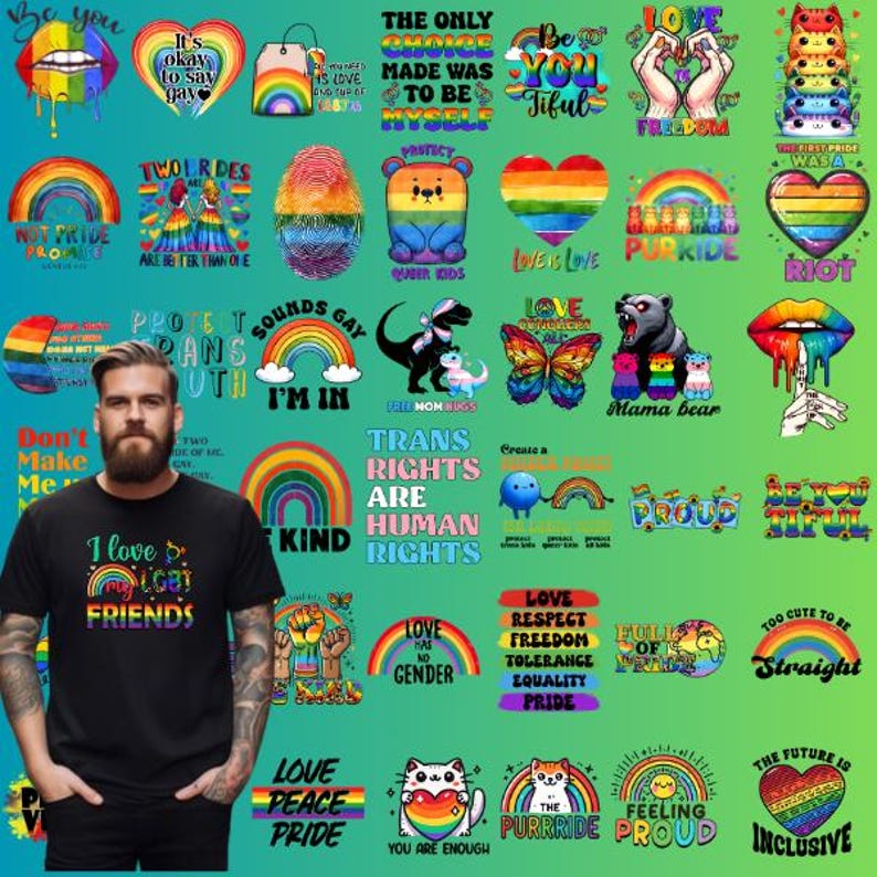 200+ LGBT Pride Printable Bundle PNG, Gay Pride Png, Rainbow Bundle ...