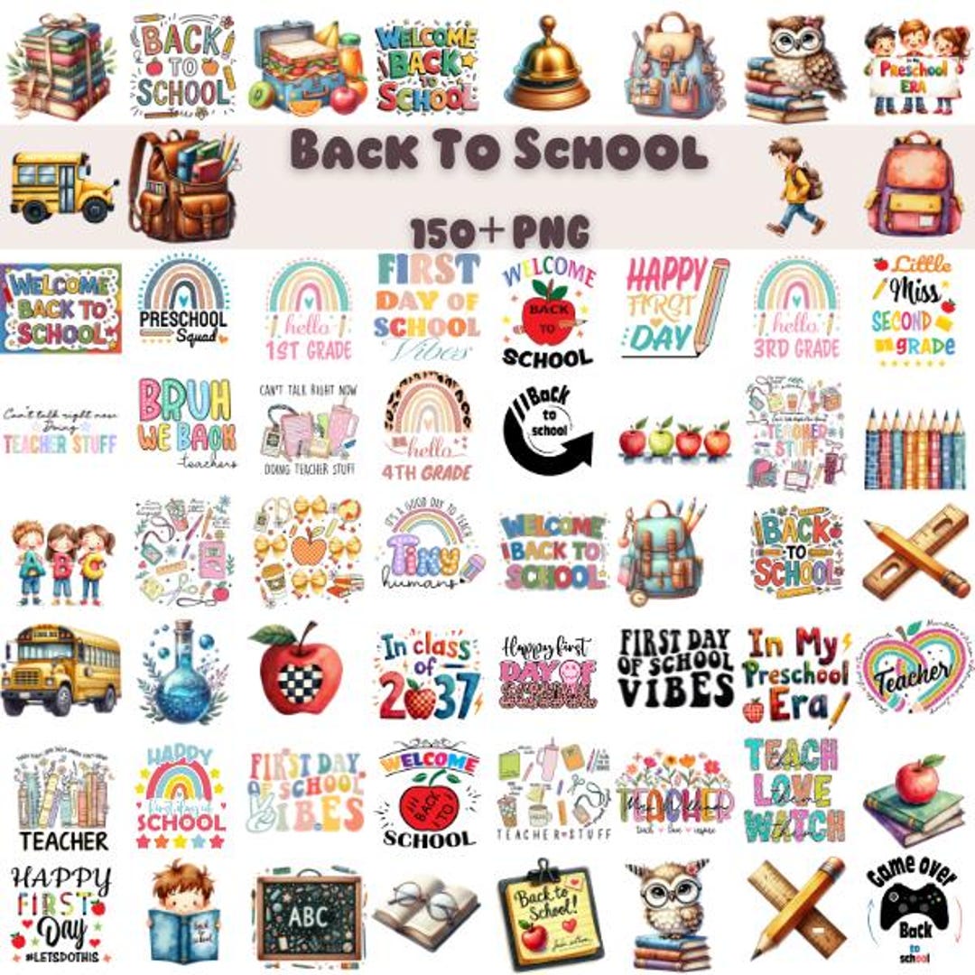 Back to School PNG Bundle, First Day of School , Best Teacher Graphics ...