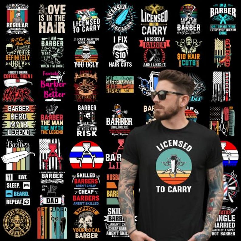 Barber Png Bundle, Haircut Design, Barbershop Shirt, Barbershop Owner ...