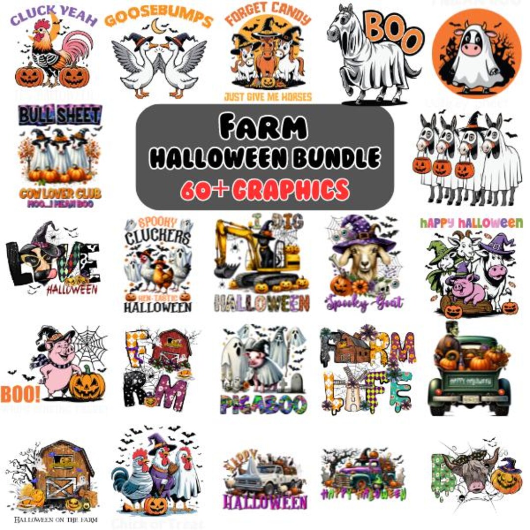 Halloween Farm Bundle Png,halloween Graphics,scary Farm Shirt, Spooky ...