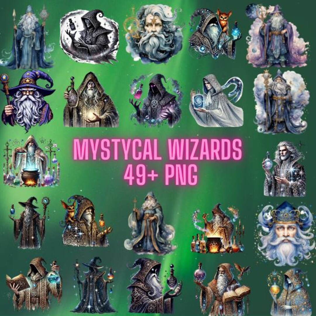 Mystical Wizards PNG Bundle, Sorcerer Images PNG, Fantasy Wizards ...