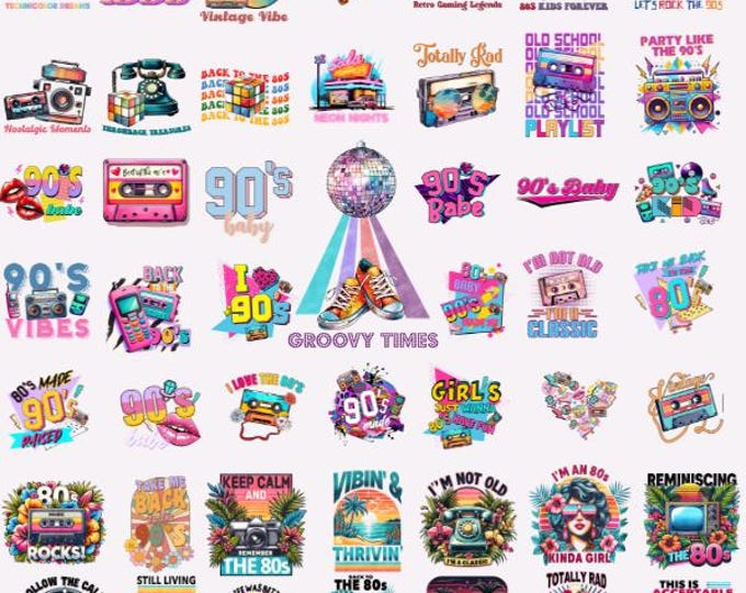Nostalgia 80s and 90s Png Bundle, Nostalgia 80s, Retro Graphics, Disco ...
