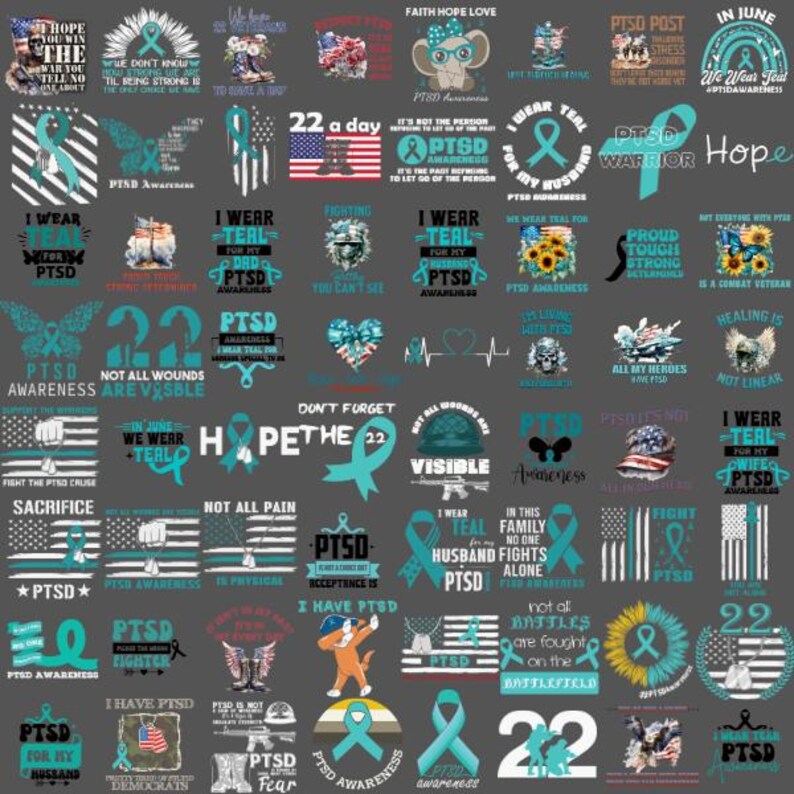 100+ PTSD Awareness PNG Bundle, Fight With Fear, Positive Quotes ...
