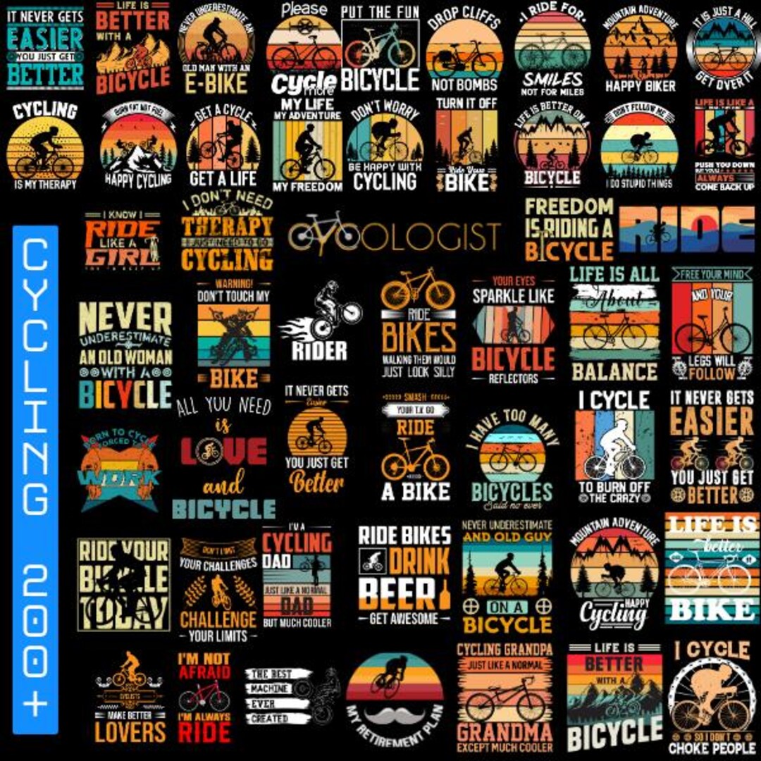 Retro Cycling Png Designs 200+, Bike Printable Png, Cycling Shirt ...
