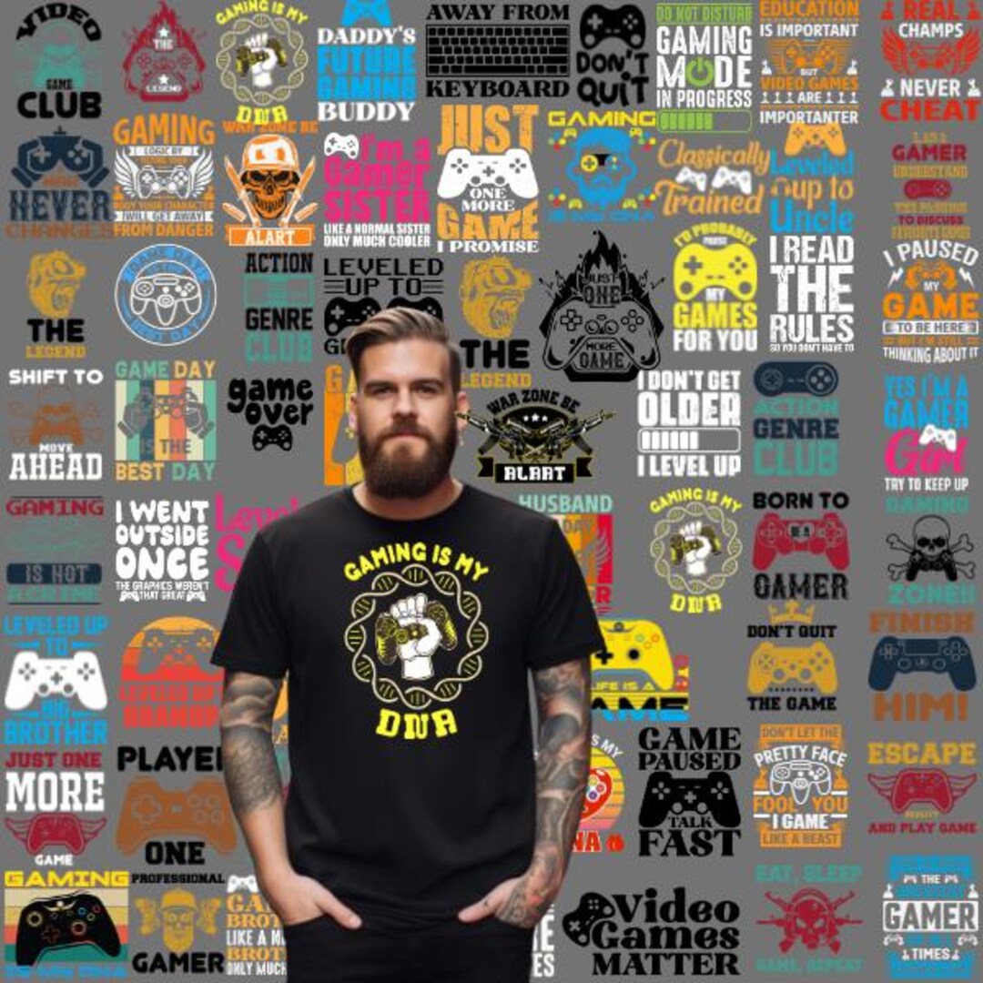 Gaming Bundle 200+ Pngs , Gamer Shirt PNG, Video Games Fan Png, Gamer ...