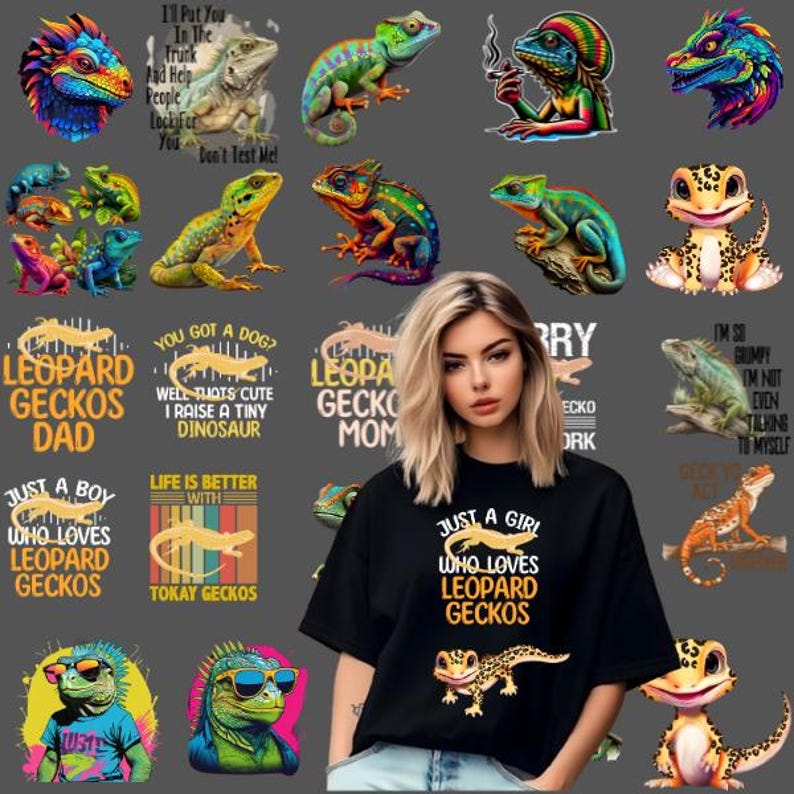 Funny Lizards Bundle 50+ ,reptile Lover PNG , Funny Reptile, Chameleon ...
