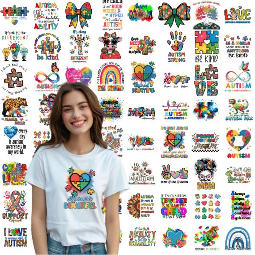 Autism Positive Graphics Bundle Png, Autism Awareness Bundle, Autism ...