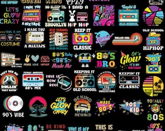 Nostalgia 80s and 90s Png Bundle, Nostalgia 80s, Retro Graphics, Disco ...