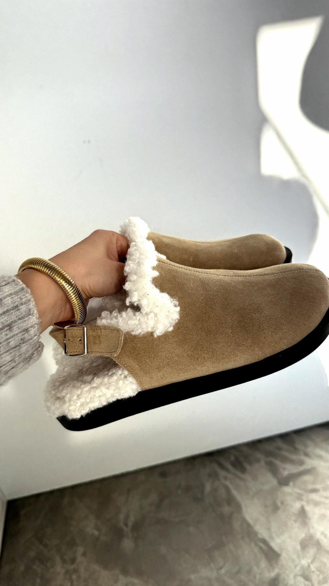 Barefoot Clog With Sheepskin Insole, Cosy Warm Slippers Indoor Outdoor ...
