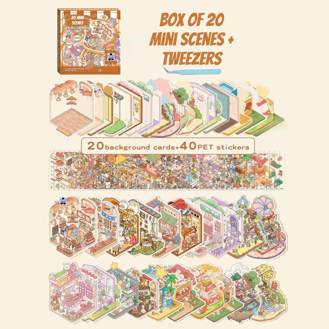 20 Mini-designed 3D Isometric Kawaii Landscaping Sticker Scenes ...