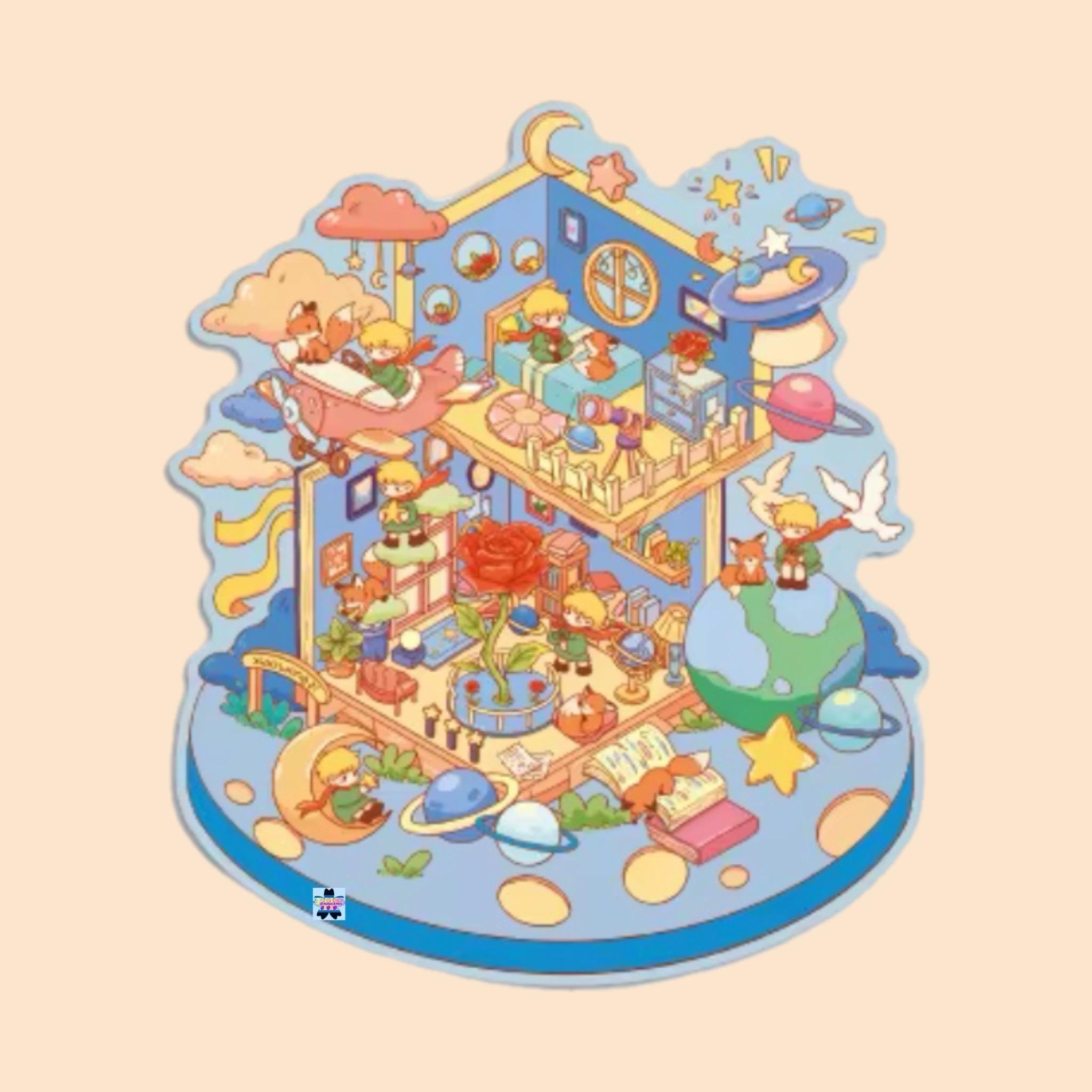 Isometric Kawaii Room Stickers: 3D Reusable PET, Extra Large (set of 4 ...
