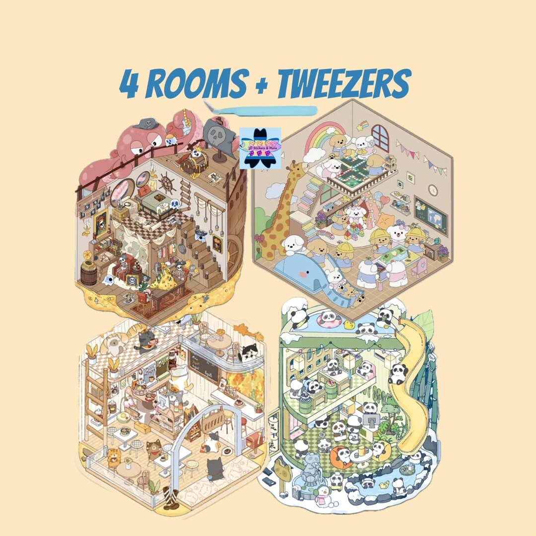 4 Designed (3D) Isometric Kawaii Landscaping Scene Rooms. Reusable ...