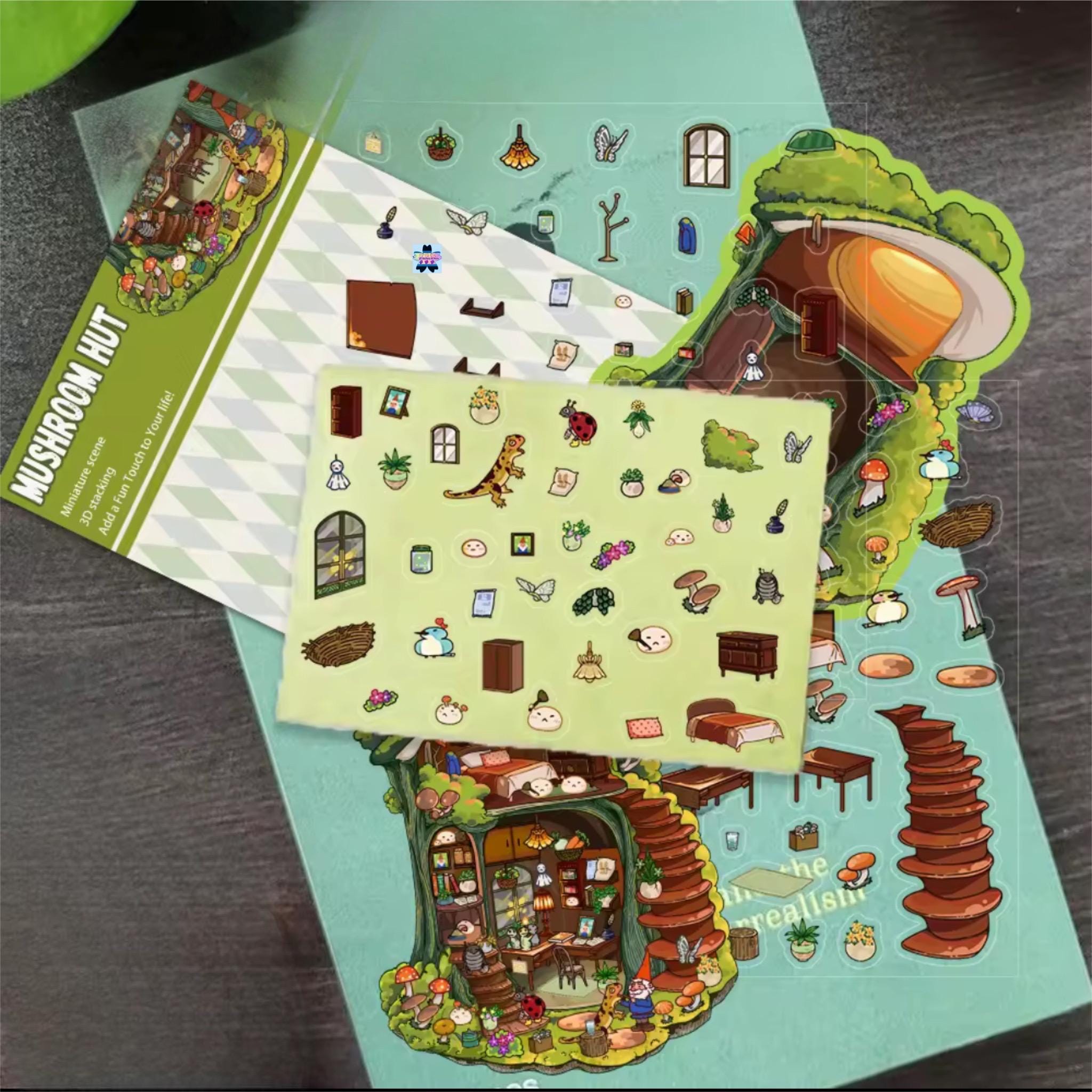 3D Isometric Kawaii Sticker Scene: Reusable PET Material - Set of 2 - Etsy