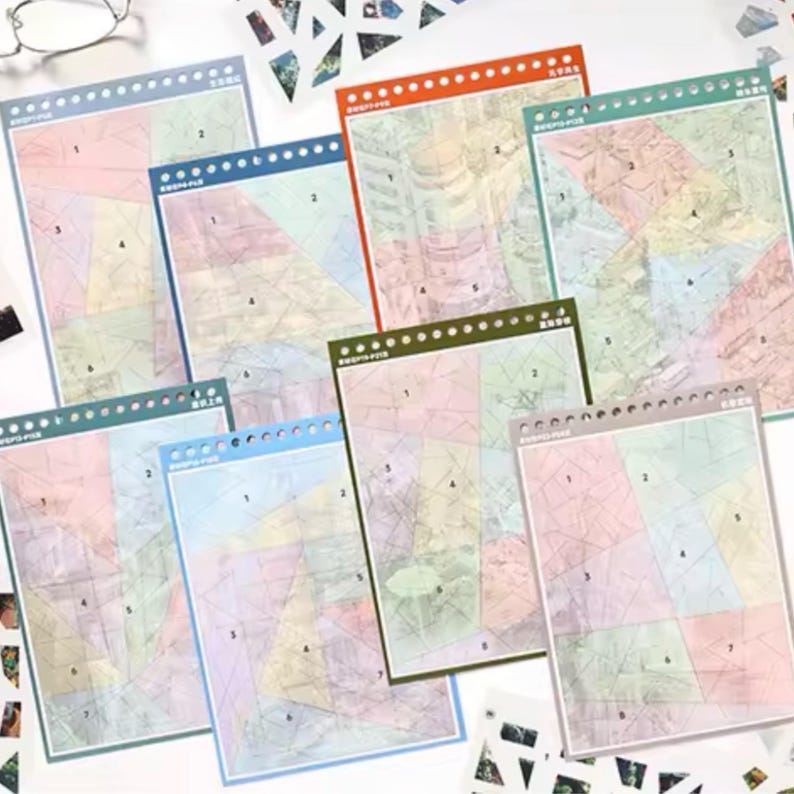 Eight-scene Sticker-by-number Book. 3D Isometric Kawaii Landscaping ...