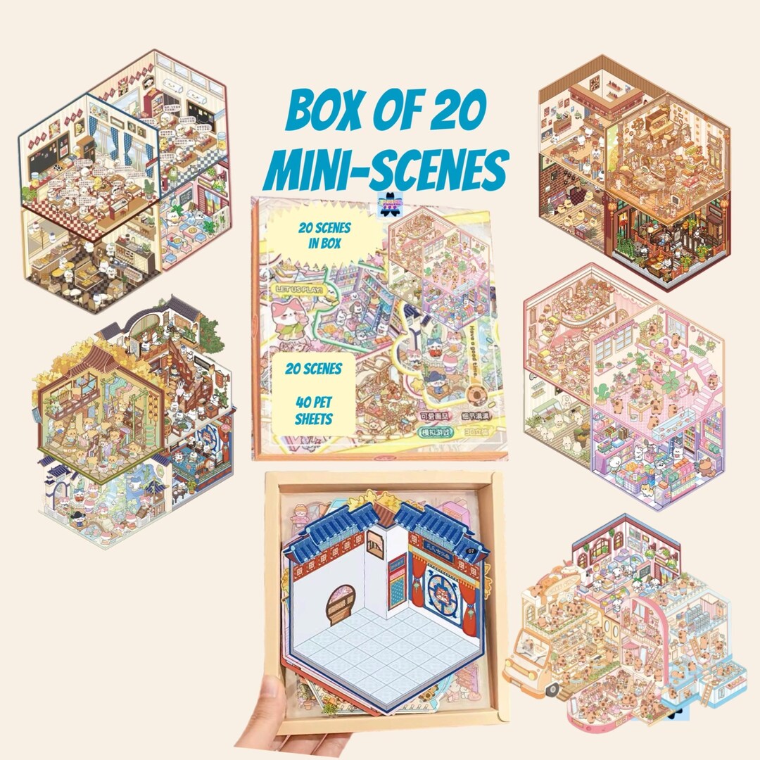 20 Mini-designed 3D Isometric Kawaii Landscaping Sticker Scenes ...