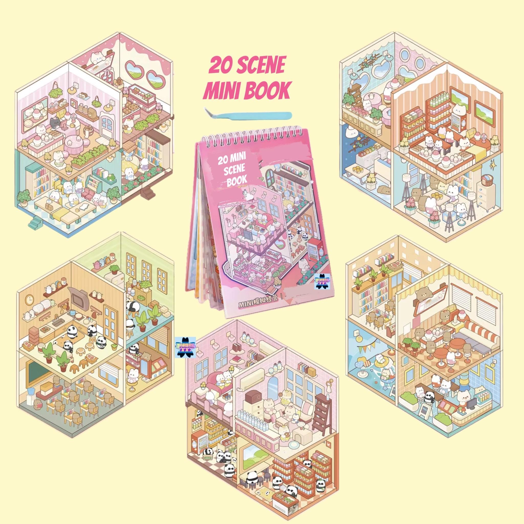 20 Mini-designed 3D Isometric Kawaii Landscaping Scene Sticker Book ...