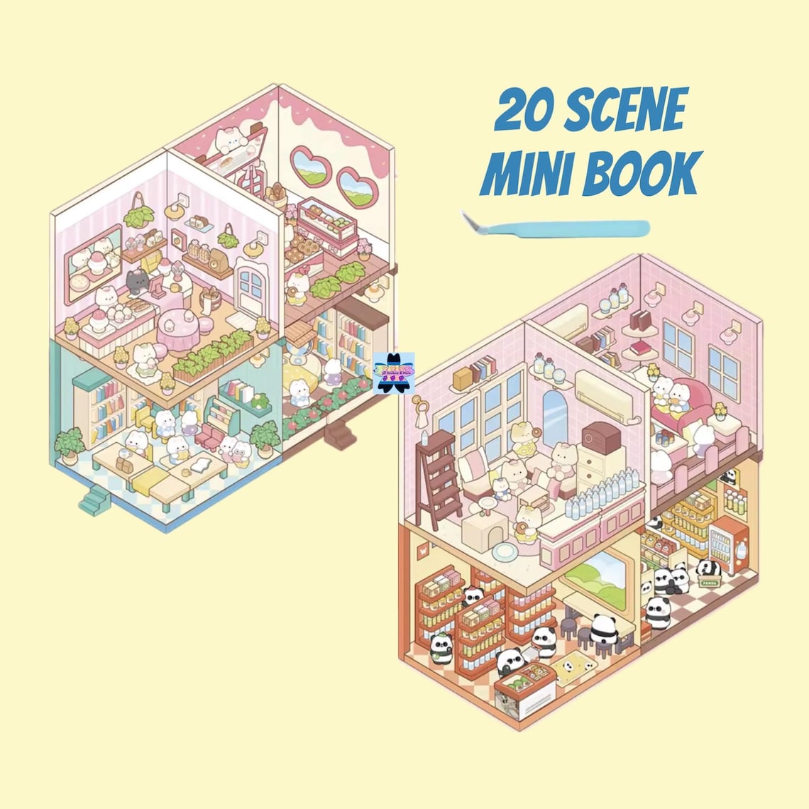20 Mini-designed 3D Isometric Kawaii Landscaping Scene Sticker Book ...