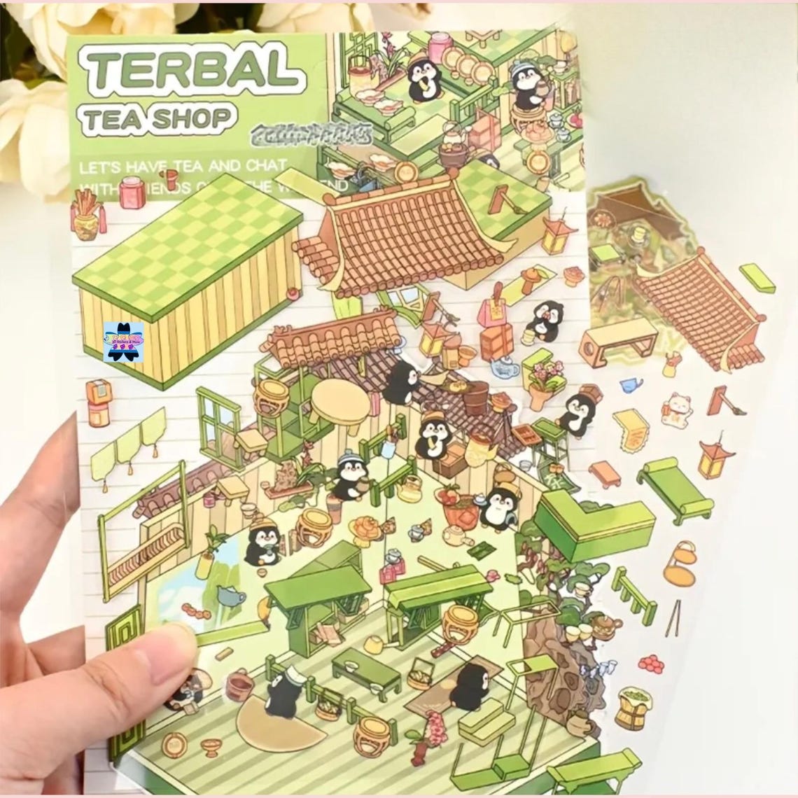 4 (3D) Mini Isometric Kawaii Sticker Landscaping Scene Rooms. Reusable ...