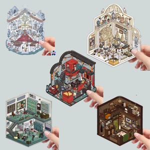 5 (3D) Creepy Isometric Kawaii Landscaping Sticker Scene Rooms ...