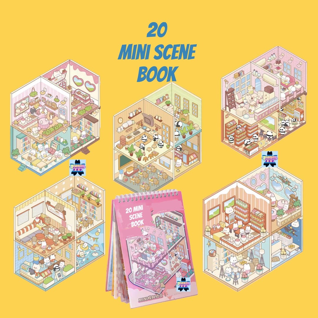 20 Mini-designed 3D Isometric Kawaii Landscaping Scene Sticker Book ...