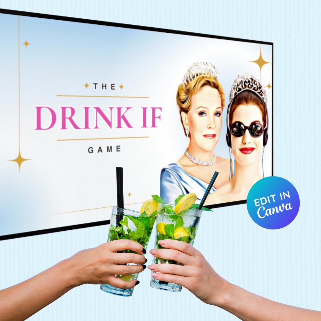 Princess Diaries Drinking Game | Bachelorette, Bridal Shower, Birthday ...