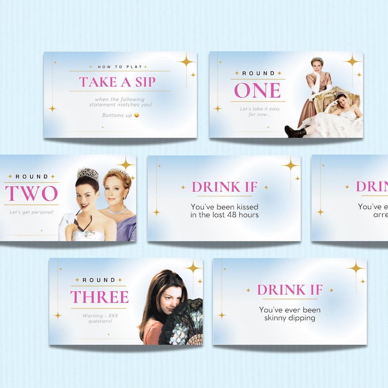 Princess Diaries Drinking Game | Bachelorette, Bridal Shower, Birthday ...