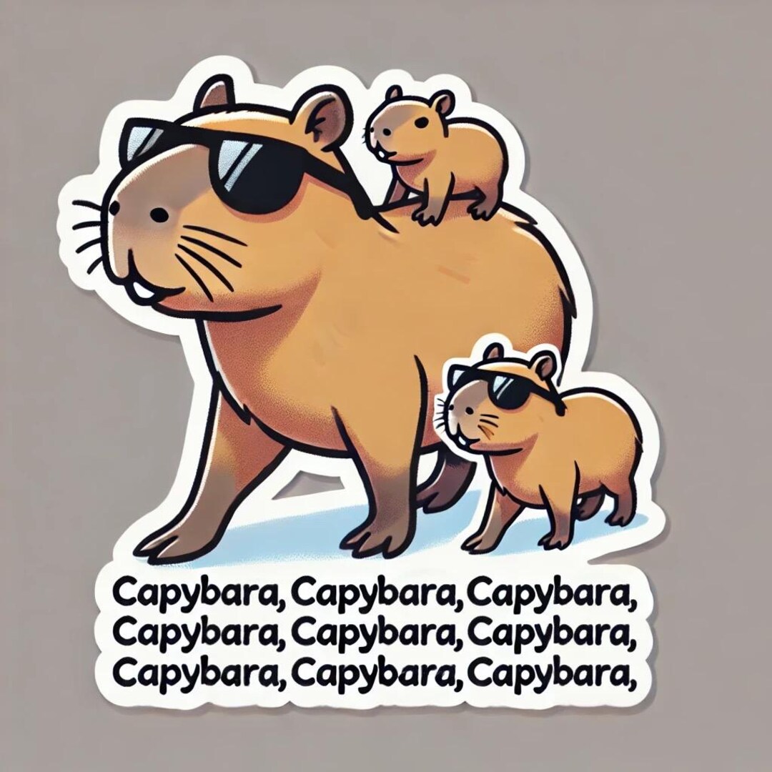 Capybara, Fun, Sticker, Vinyl, Collectible. Size: 4”x 4”, 2”x 2”. - Etsy